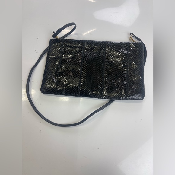 Clemente | Bags | Clemente Black Snake Skin Vegan Leather Pouch | Poshmark